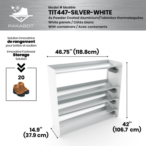 Commercial rustproof shoe and boot rack / 4 Tier / Shelf 46.25" GREY ...